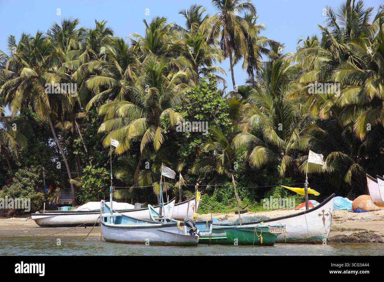 Fishing boats on the beautiful indian beach (Goa, India Stock Photo - Alamy