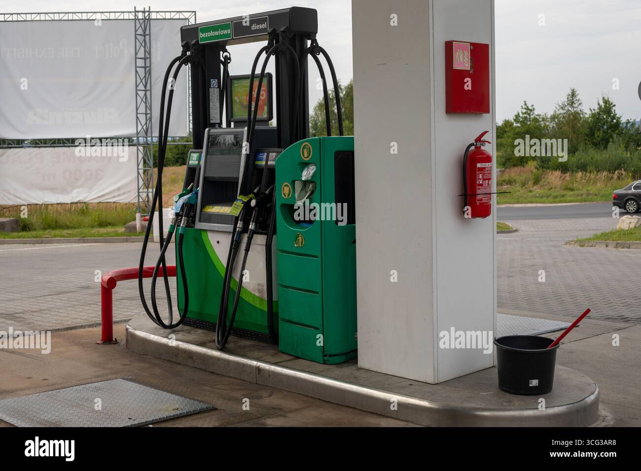 Self-service petrol, LPG, diesel and other fuel filling station with a ...