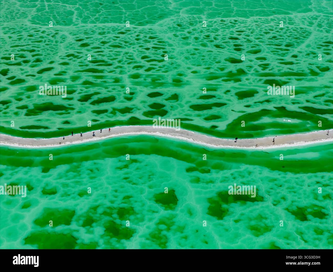 Aerial photo shows emerald Lake with marvelous natural colors shinning ...
