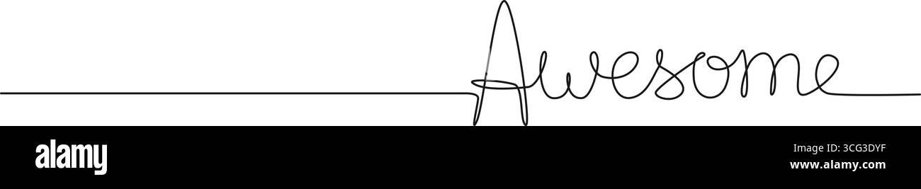 continuous single line drawing of word AWESOME, line art vector ...
