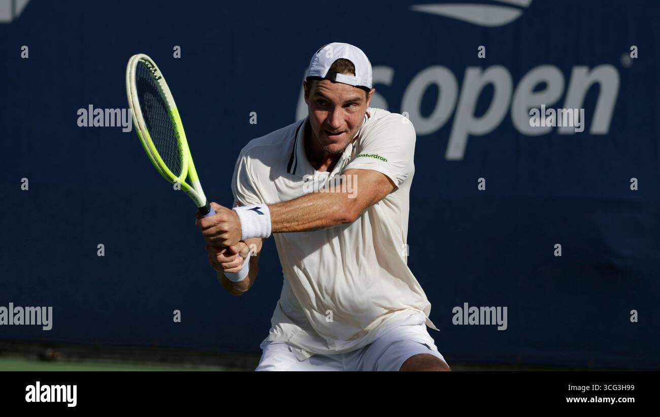 Jan-Lennard Struff, of Germany, during the first round of the US Open ...