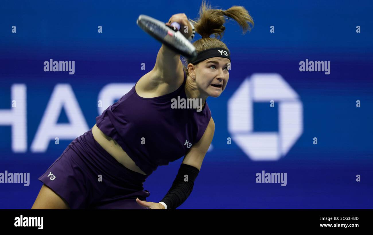 Karolina Muchova, of the Czech Republic, during the first round of the ...