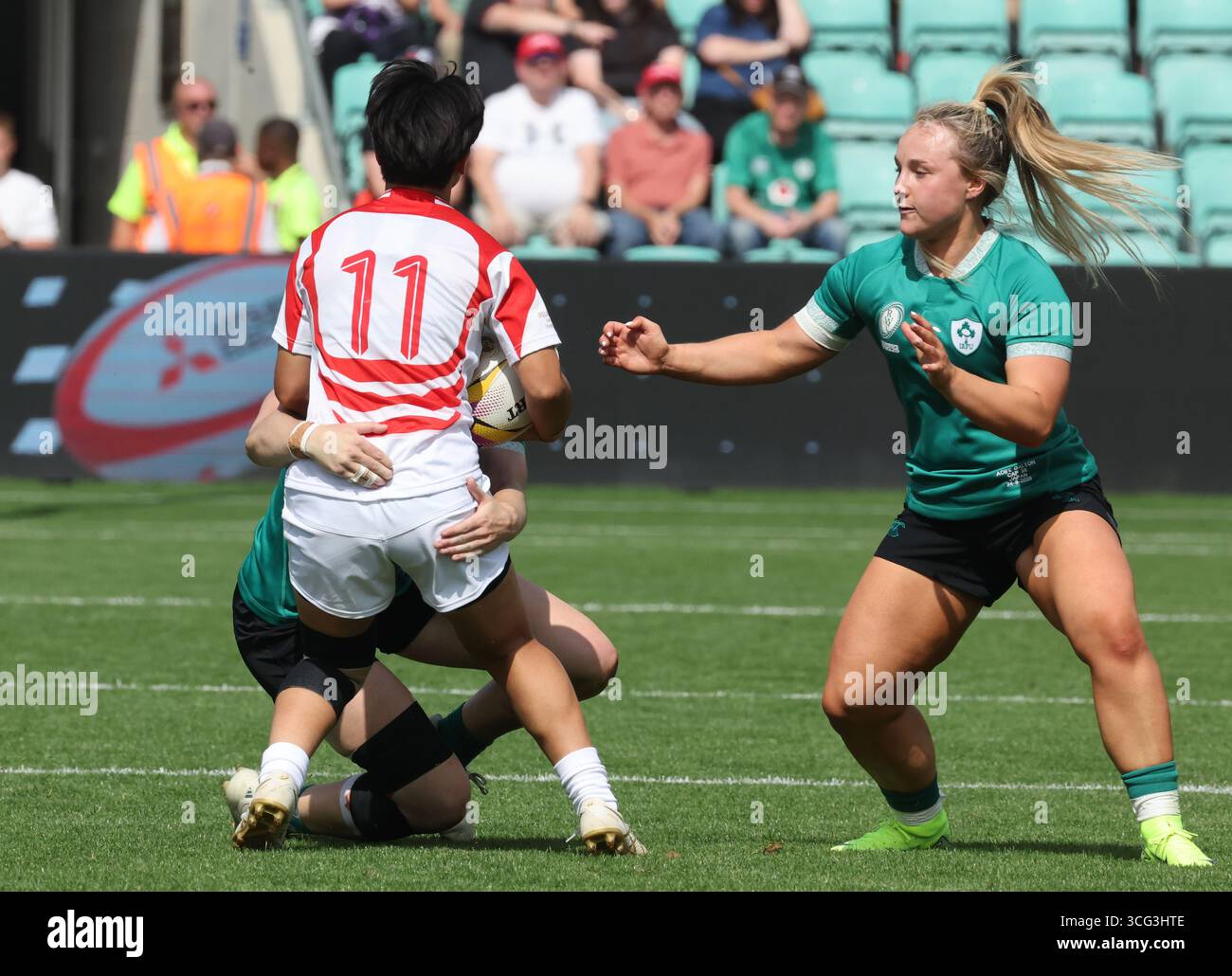 Northampton, UK. 24th Aug, 2025. Ireland's Stacey Flood (Railway Union ...