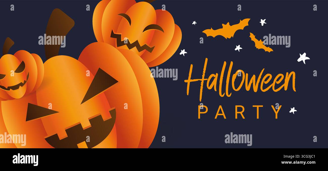Halloween party greeting card of pumpkin scary. Trick or treat October ...