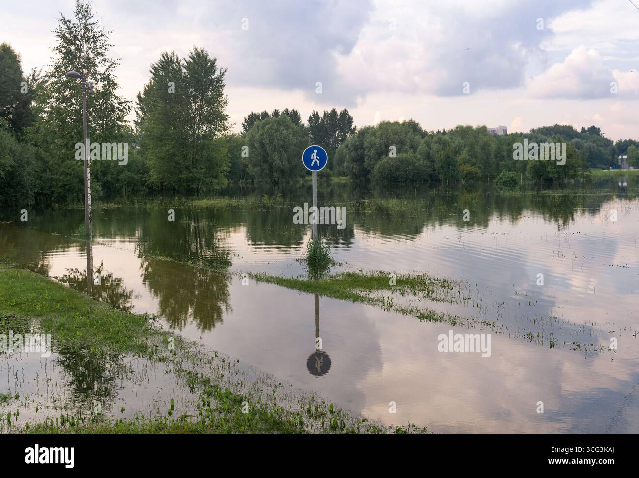 landscape of flooded park after heavy rain Stock Photo - Alamy