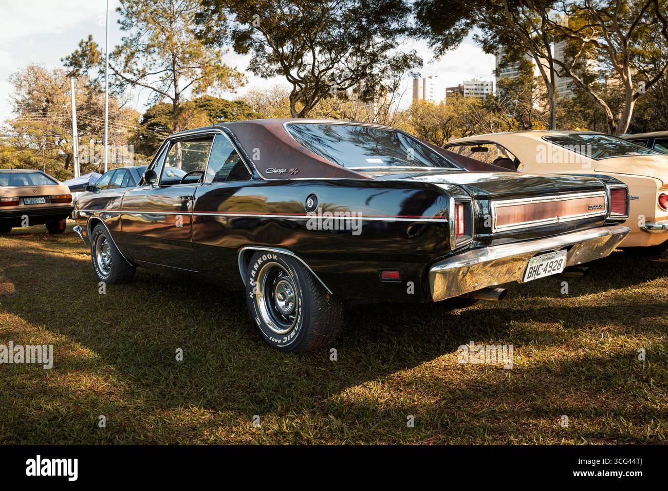 Classic black Dodge Charger RT 1978 parked at a vintage car gathering ...