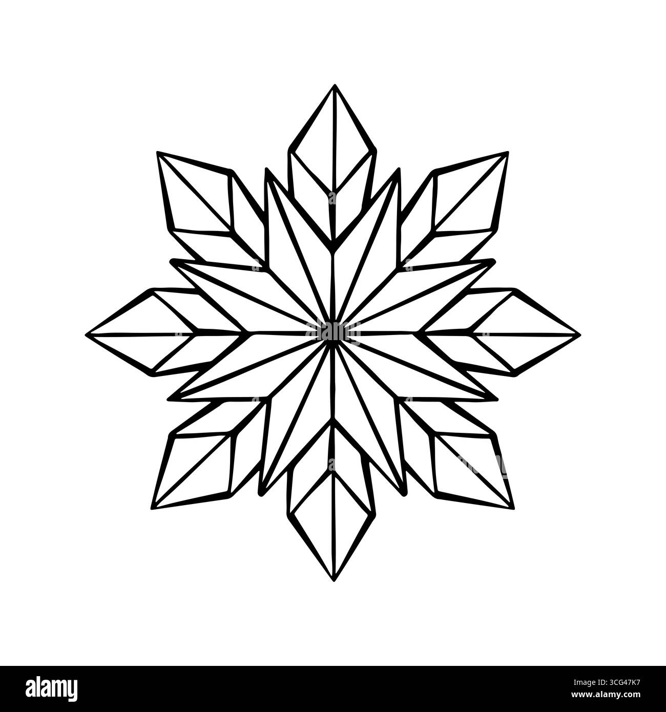 Vintage ice snowflake, star. Vector winter outline illustration ...