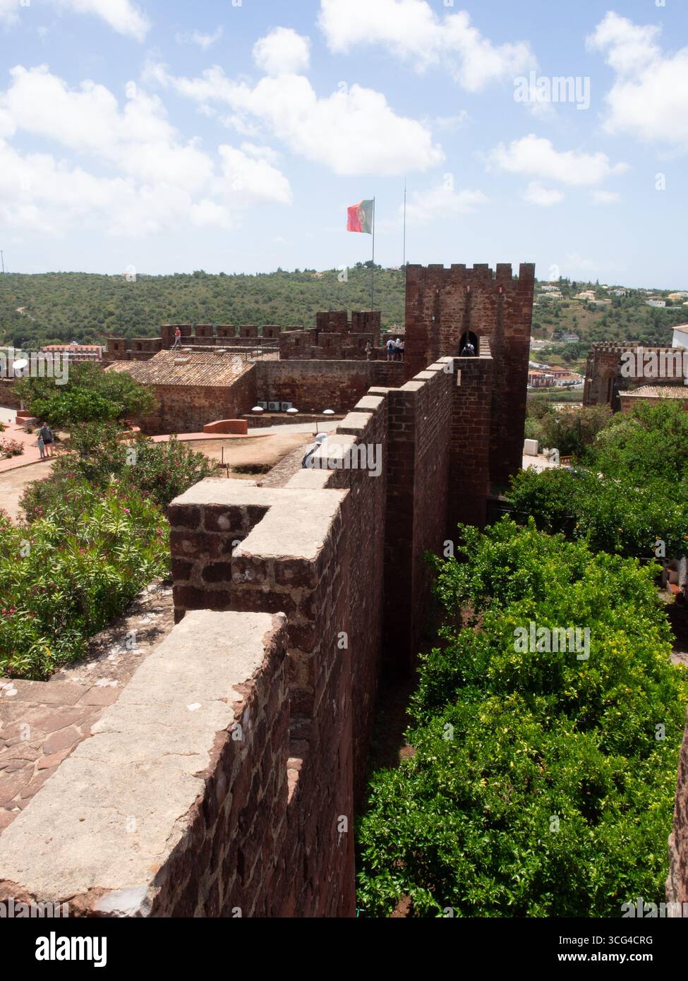 Aerial-style view from Silves Castle walls, Algarve, Portugal. Medieval ...