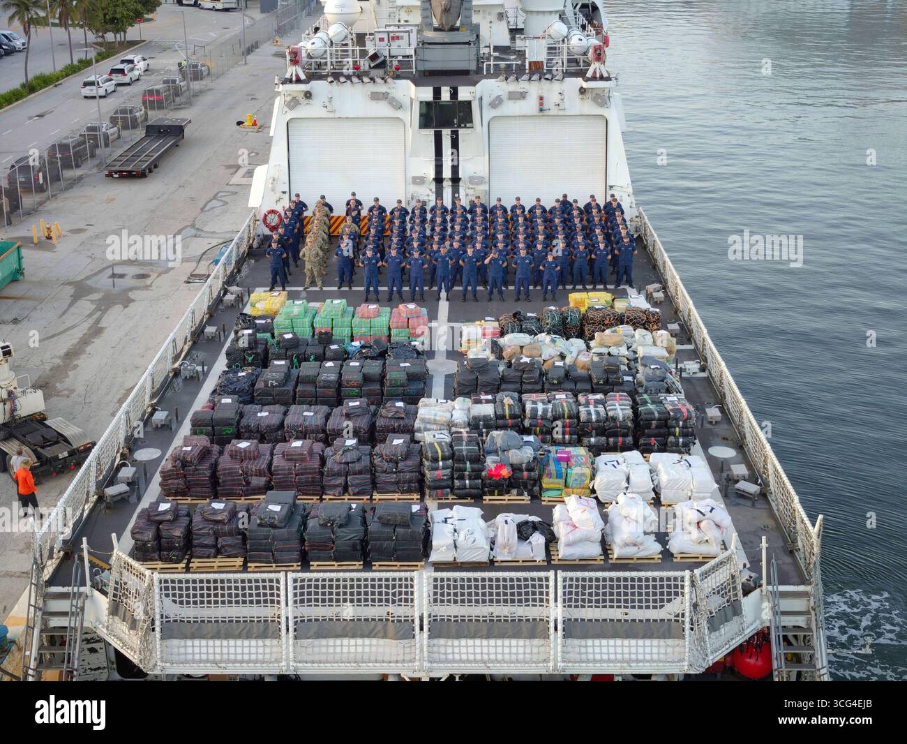 This image provided by the U.S. Coast Guard show crew members aboard ...