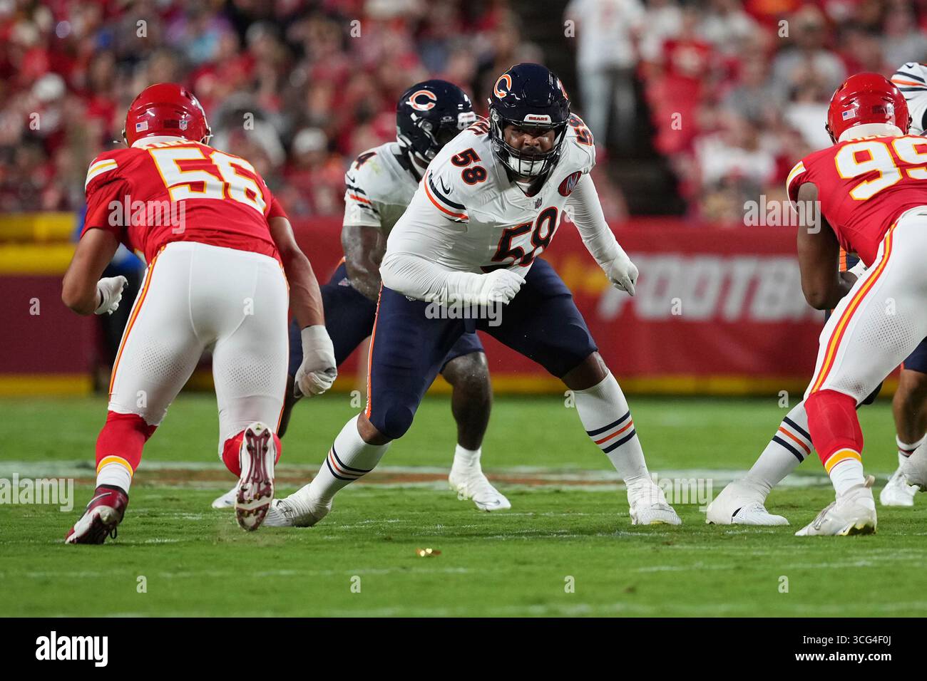 Chicago Bears offensive tackle Darnell Wright (58) is seen during an ...