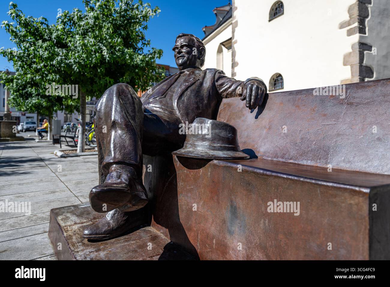 Josef Skvorecky's bench on Masaryk Square in Nachod, Czech Republic ...