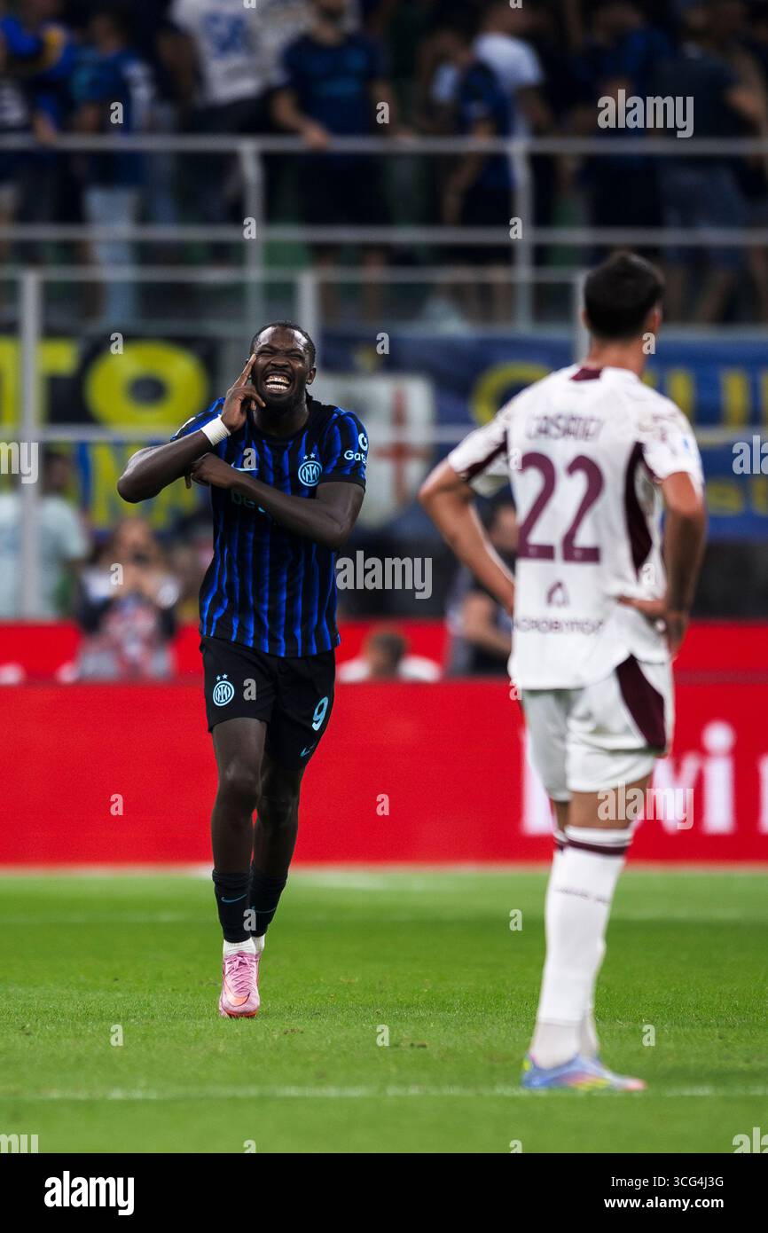Marcus Thuram of FC Internazionale celebrates after scoring a goal as ...