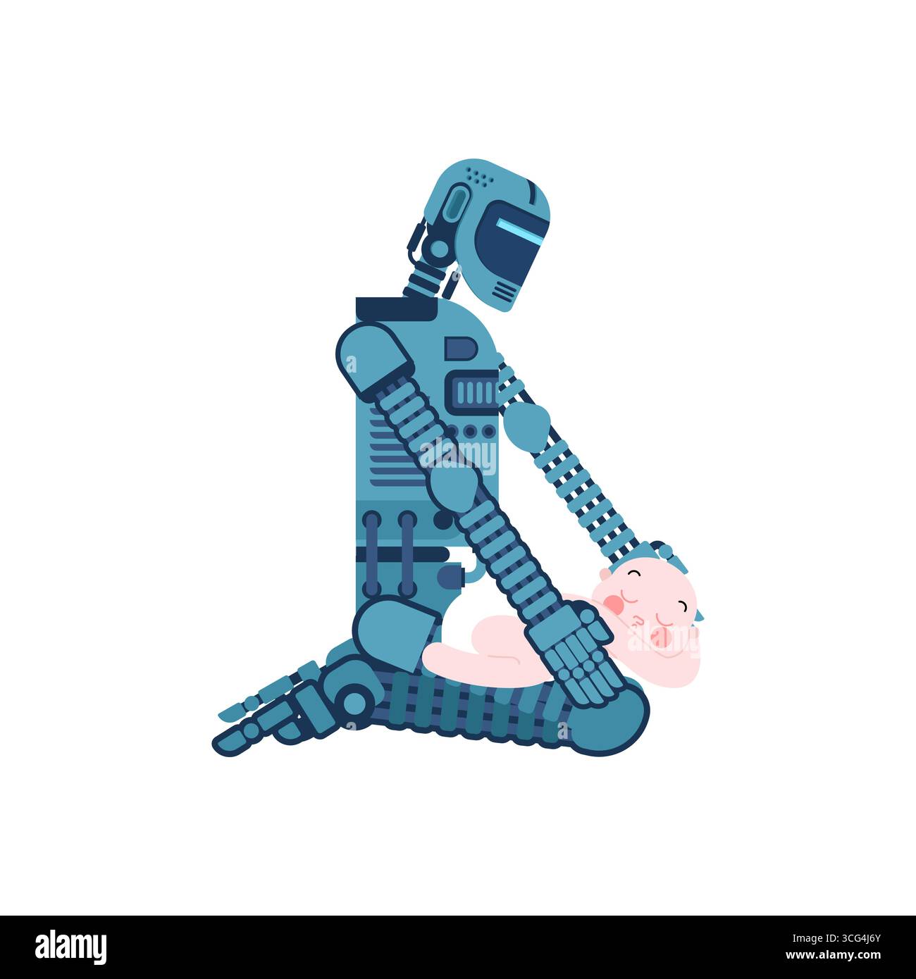 AI robot gently caring for a baby and changing diapers, symbolizing ...