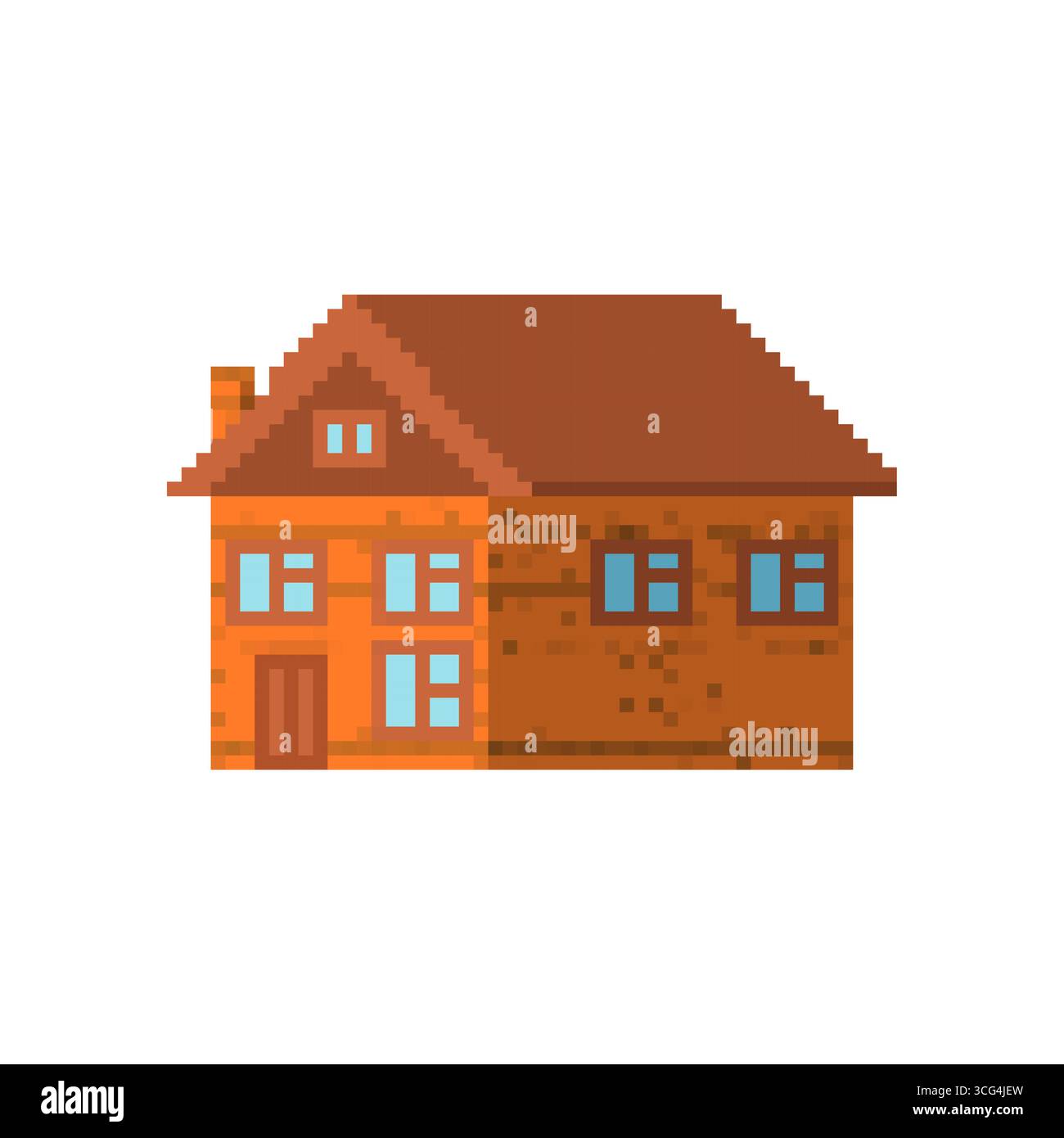 Pixel art brick house, perfect for architecture, real estate, retro ...