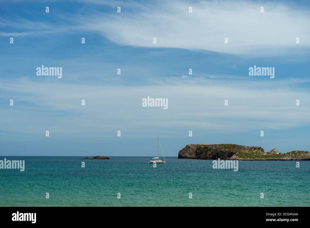 Sailing yacht anchored near the coast of Sagres, Algarve, Portugal ...