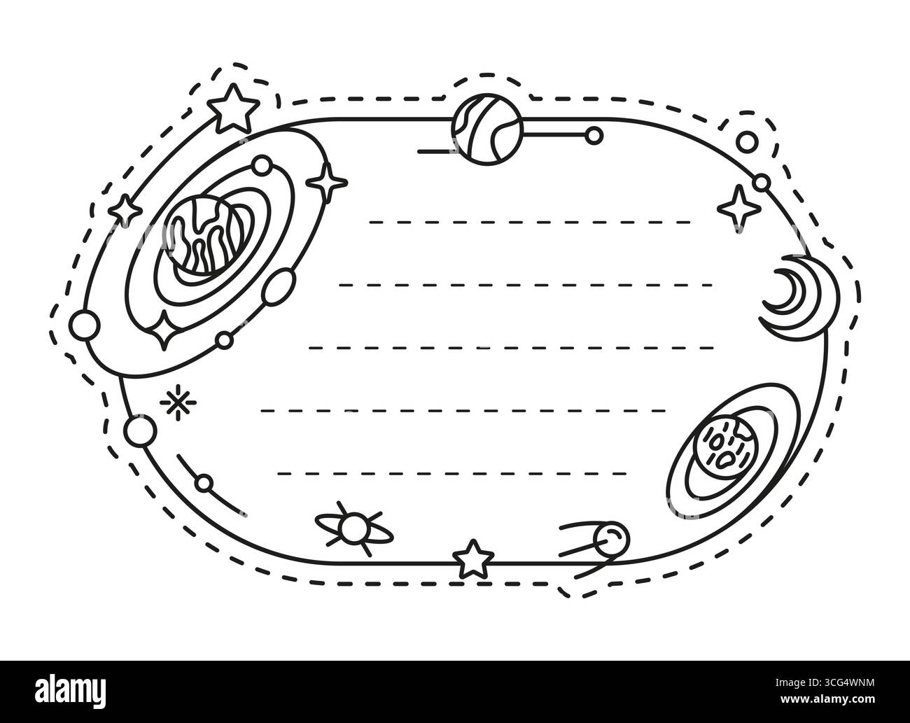 Space solar system planet kids memo note template. Child memo note ...