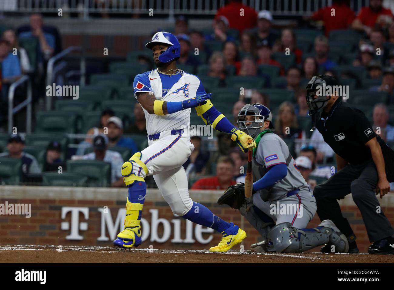 Atlanta Braves' Ronald Acuña Jr. (13) bats during the first inning of a baseball game against ...