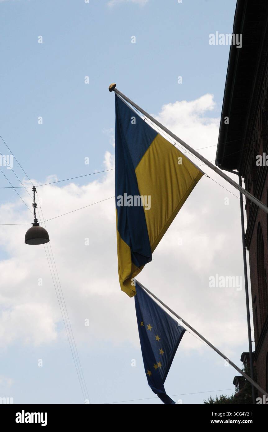 Copenhagen/ Denmark/26 august 2025/.uKRAIAN FLAG FLYS SIDE BY SIDE WITH ...