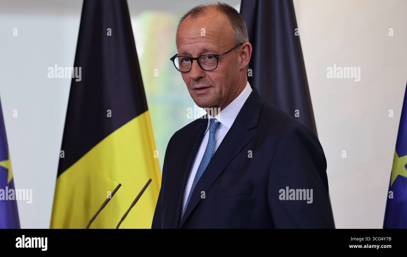 Berlin, Germany, 26th Aug 2025. PPress conference by Federal Chancellor ...