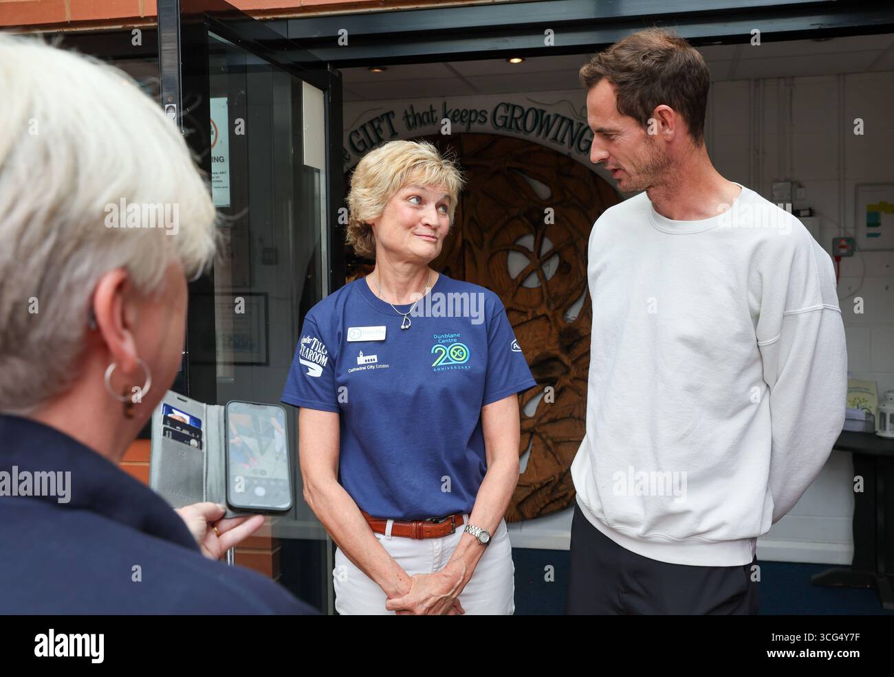 EMBARGOED TO 1700 TUESDAY AUGUST 26 Tennis star Andy Murray speaks with ...