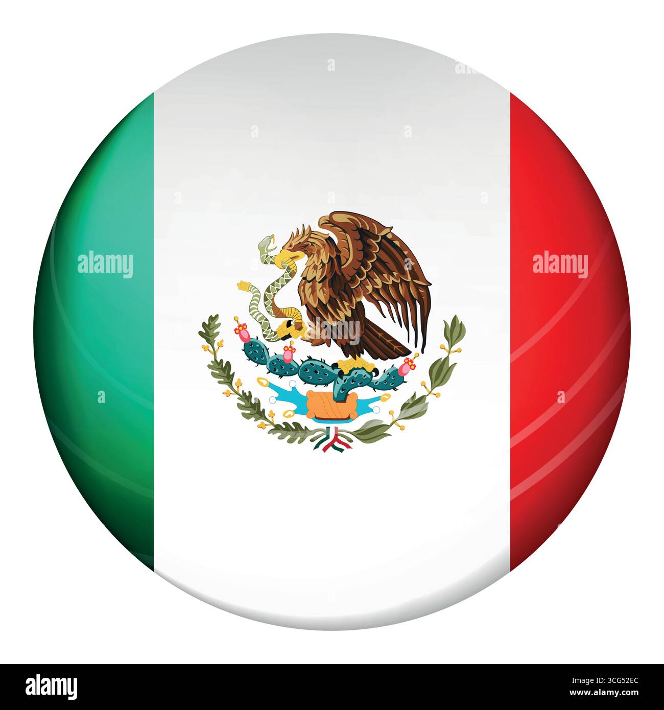 Glass light ball with flag of Mexico. Round sphere, template icon ...