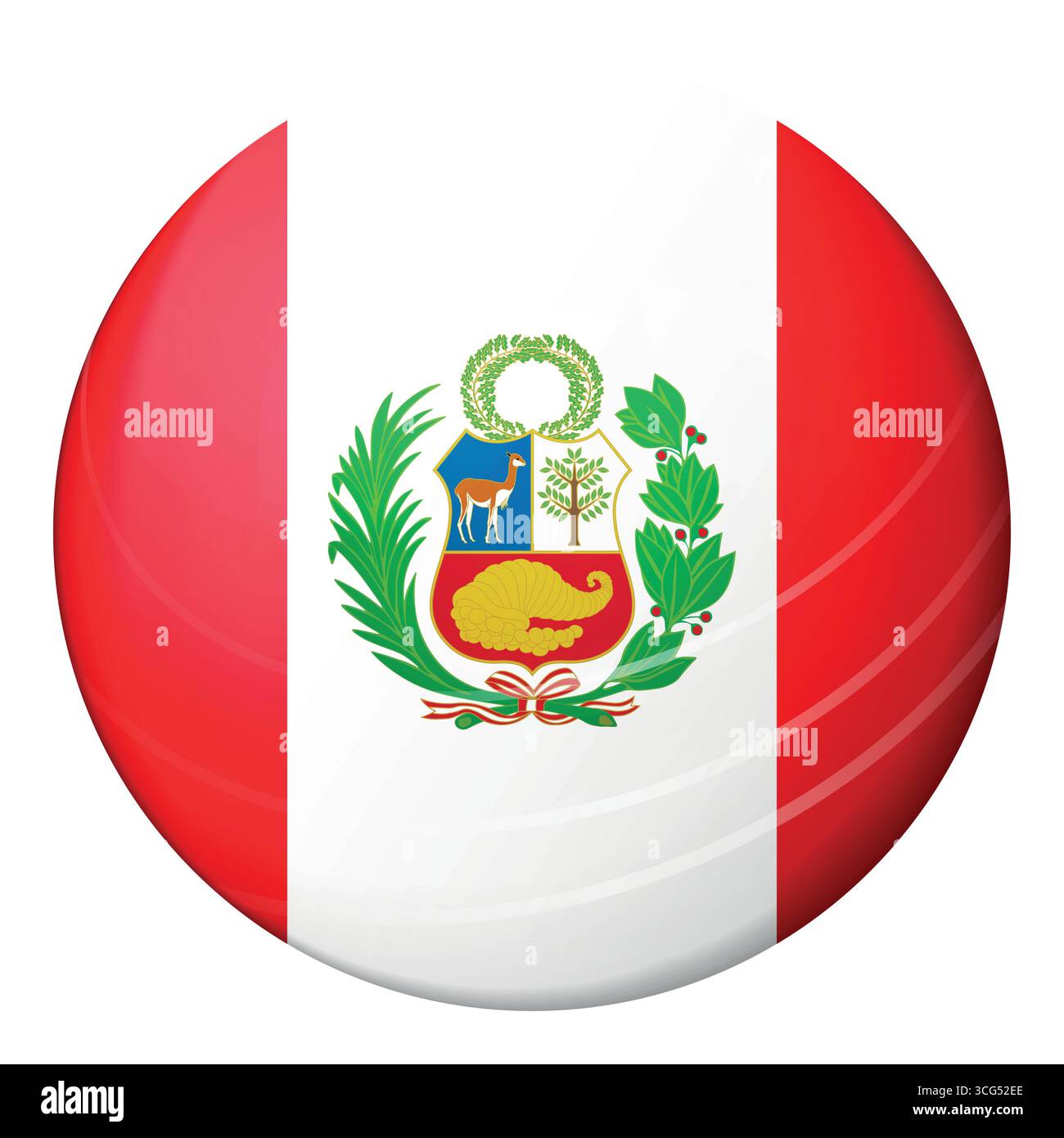 Glass light ball with flag of Peru. Round sphere, template icon ...