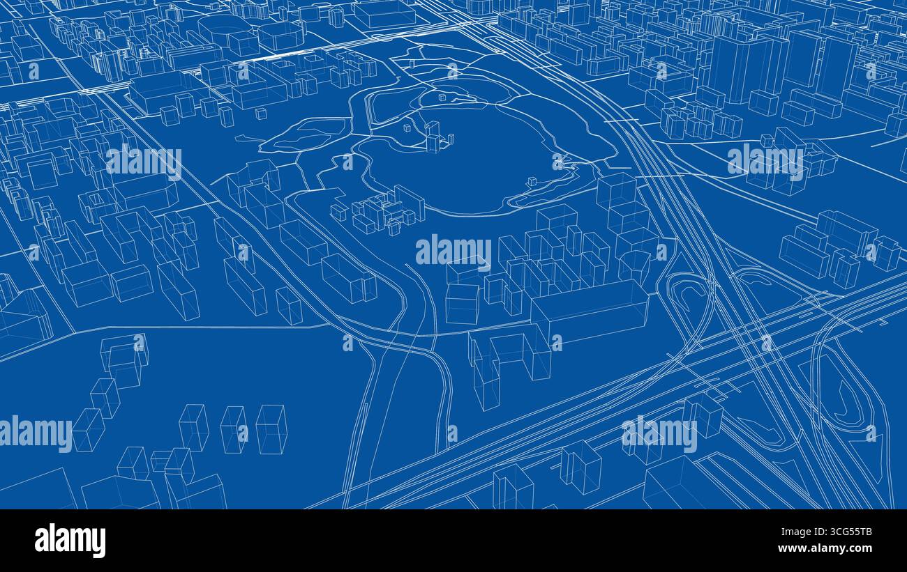 Urban Blueprint with Park and Roads Stock Vector Image & Art - Alamy