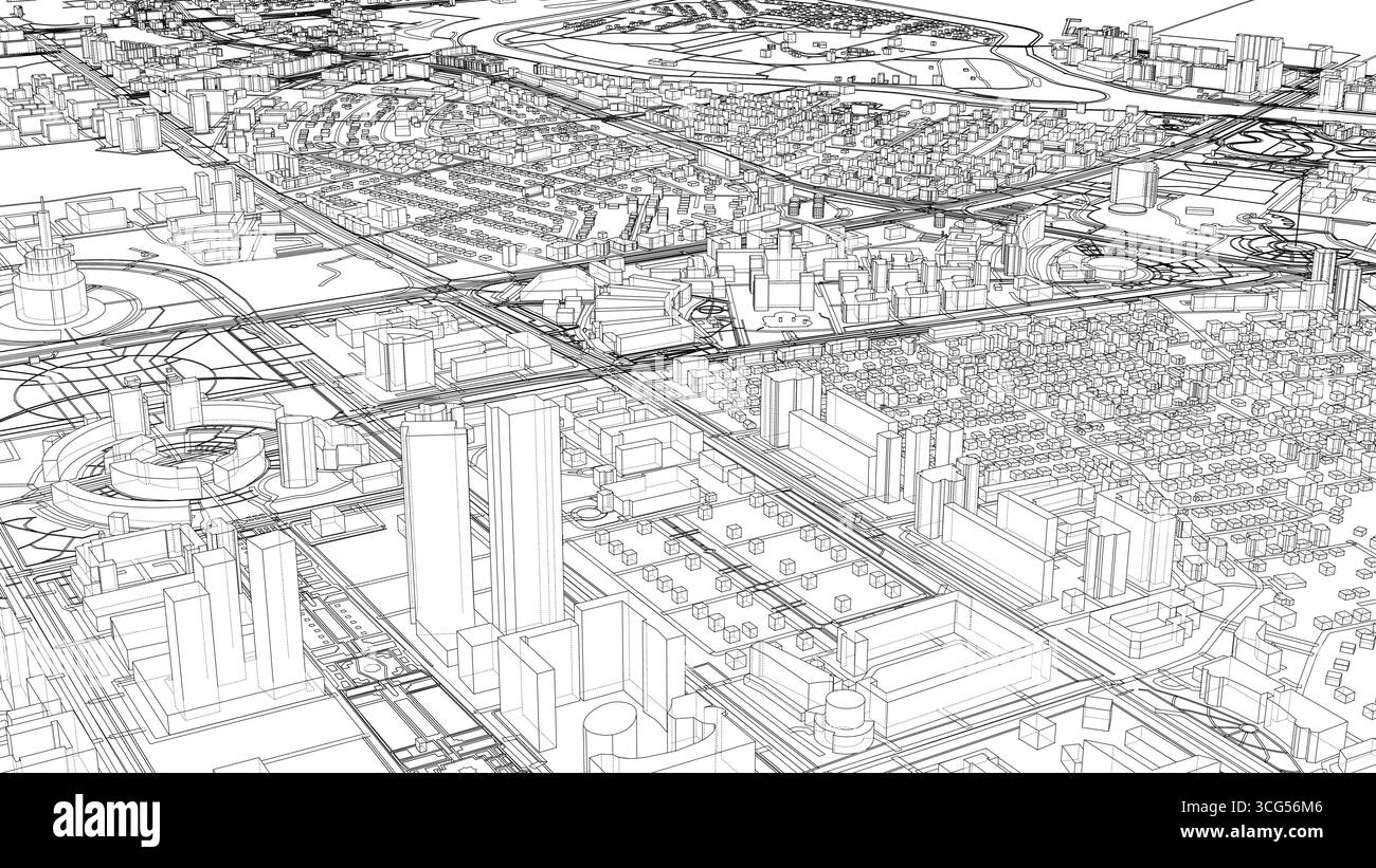 Intricate Cityscape Wireframe Stock Vector Image & Art - Alamy