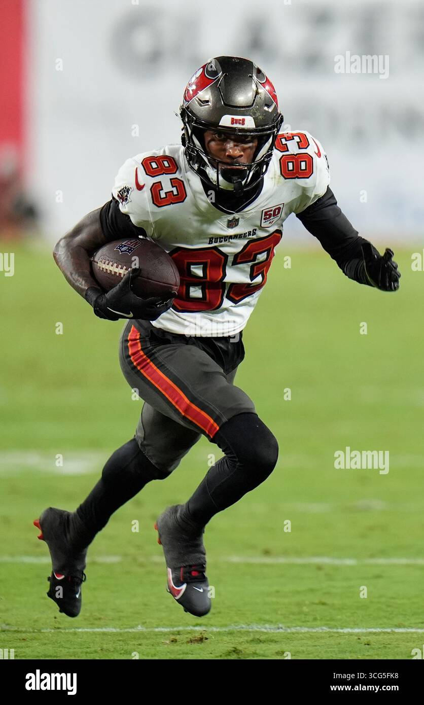 Tampa Bay Buccaneers wide receiver Tez Johnson (83) against the Buffalo ...
