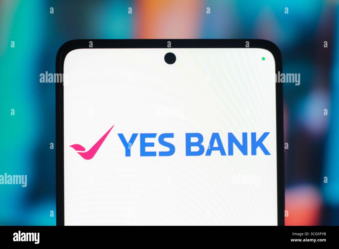 In this photo illustration, the Yes Bank logo is seen displayed on a ...