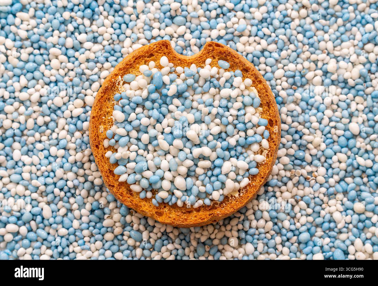 Beschuit met muisjes, traditional Dutch treat consisting of blue and ...