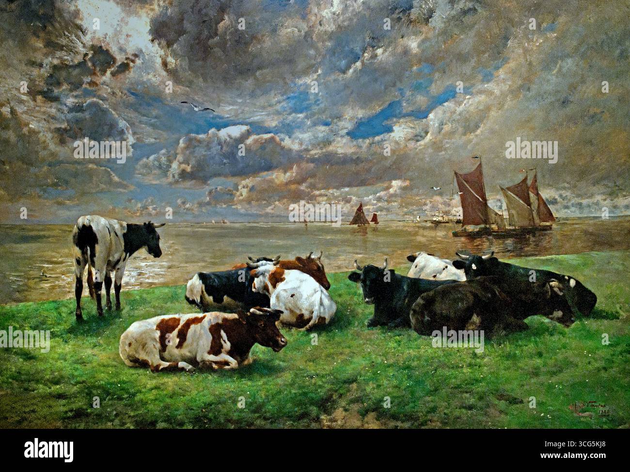The Mouth of the river Scheldt by Alfred Verwee 1838-1895 Belgian ...
