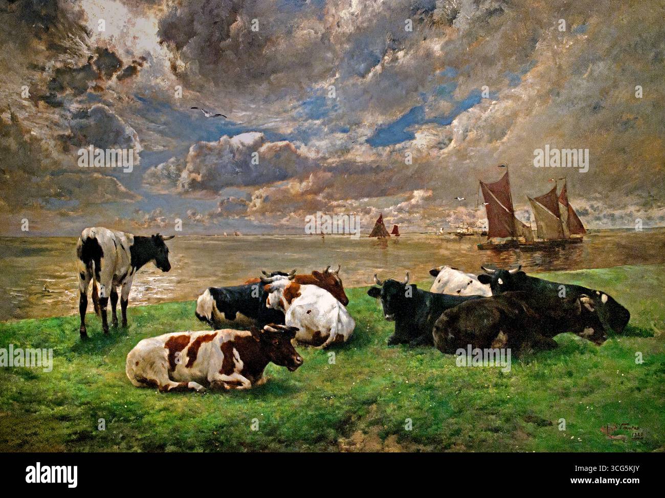 The Mouth of the river Scheldt by Alfred Verwee 1838-1895 Belgian ...