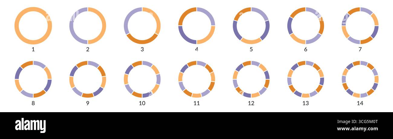 Pie chart color icons or segment infographic or wheel round diagram ...