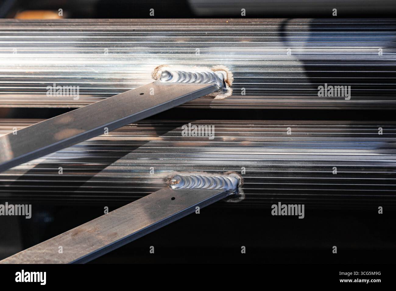Welded aluminum structure from a profile and a pipe Stock Photo - Alamy
