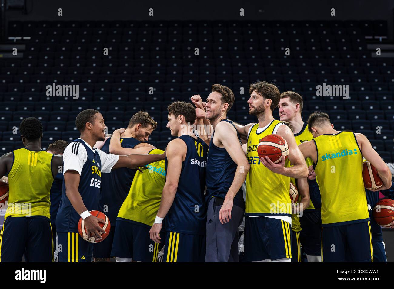 250826 Nicholas Spires of Sweden with teammates at a training session ...