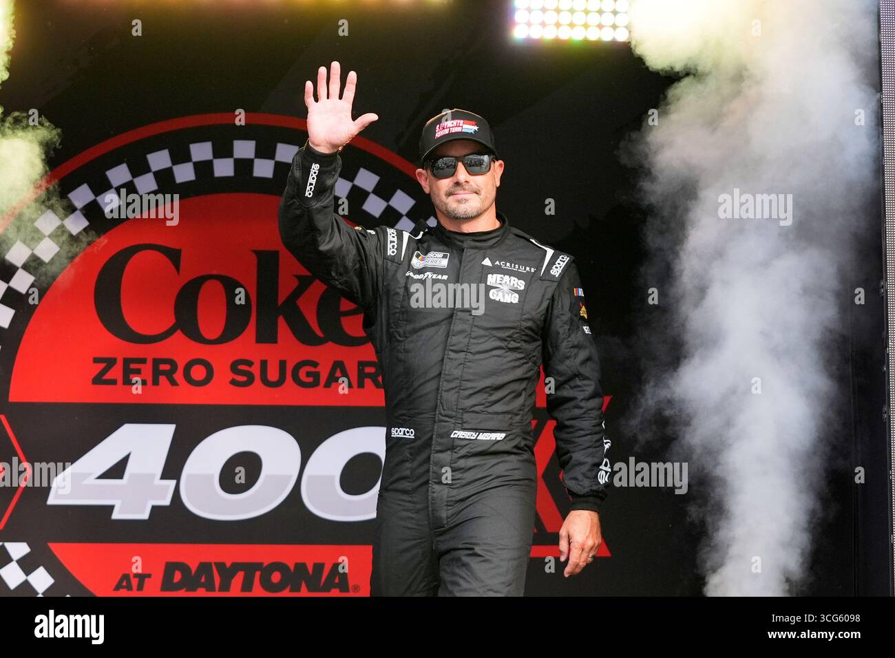 Casey Mears waves to fans during driver introductions before the NASCAR ...
