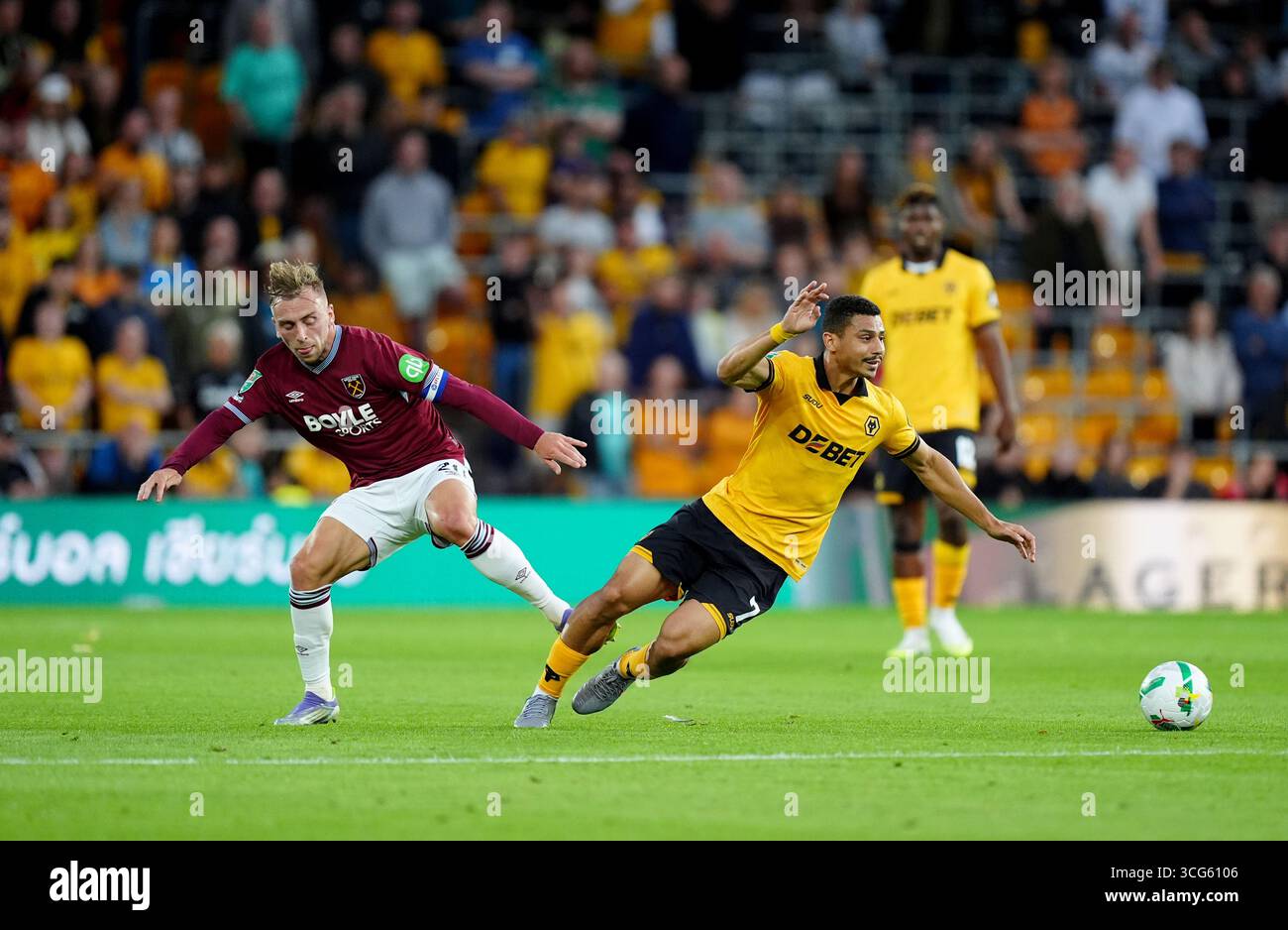 West Ham United's Jarrod Bowen (left) and Wolverhampton Wanderers ...