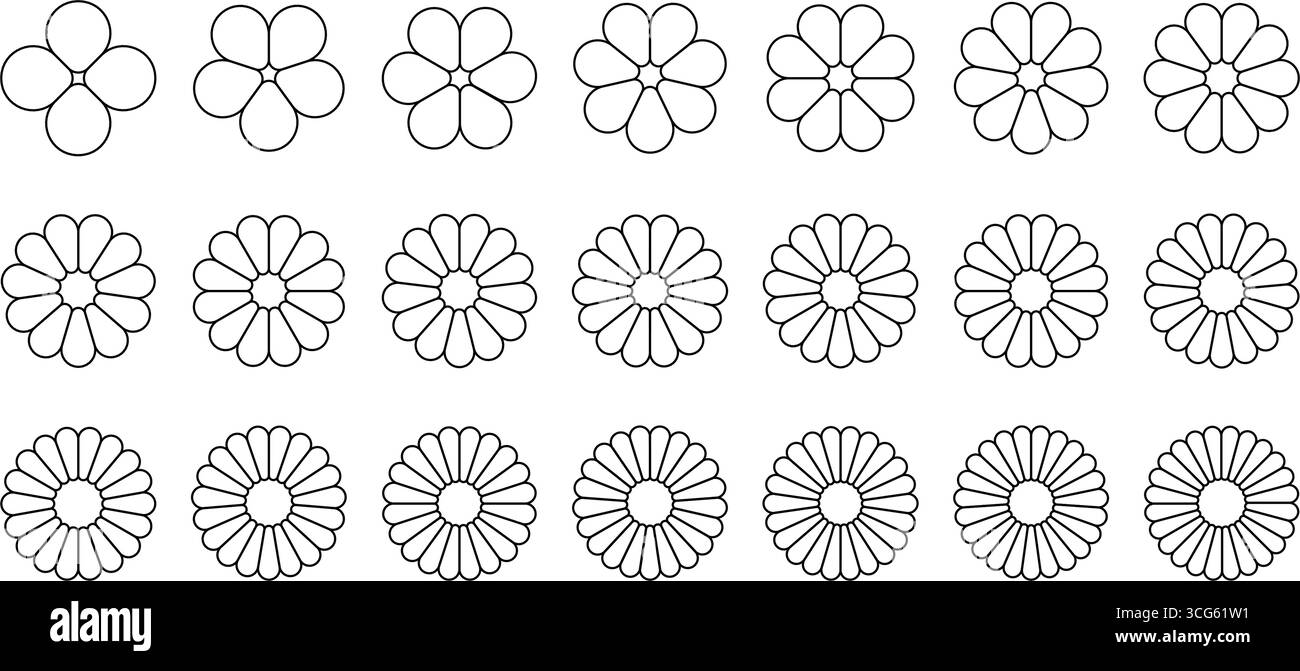 Flower petal shape icons set. Infographic circle diagram. Pie simple ...