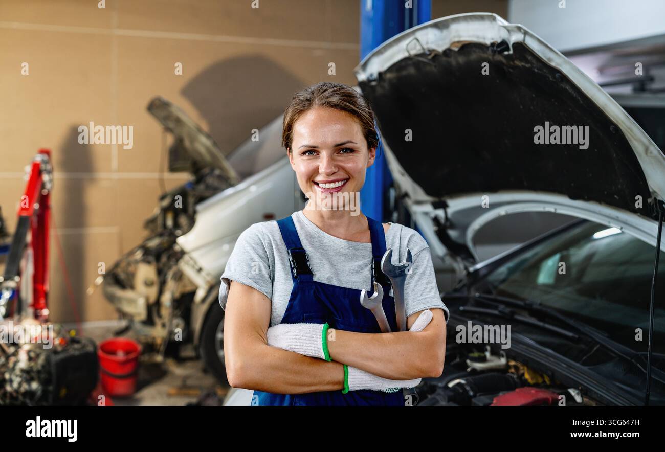 Portrait smiling female auto hi-res stock photography and images - Alamy