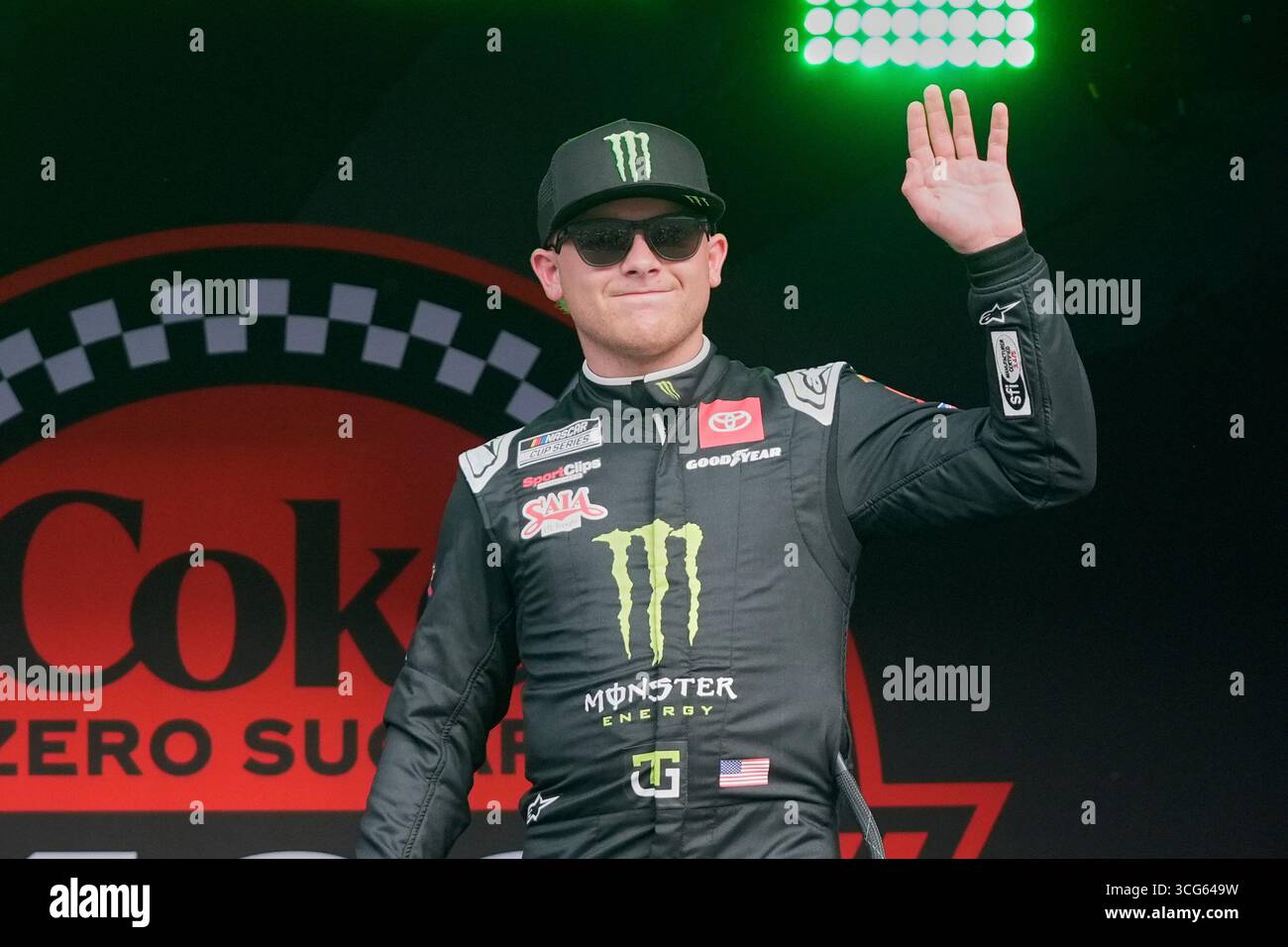Ty Gibbs waves to fans during driver introductions before the NASCAR ...
