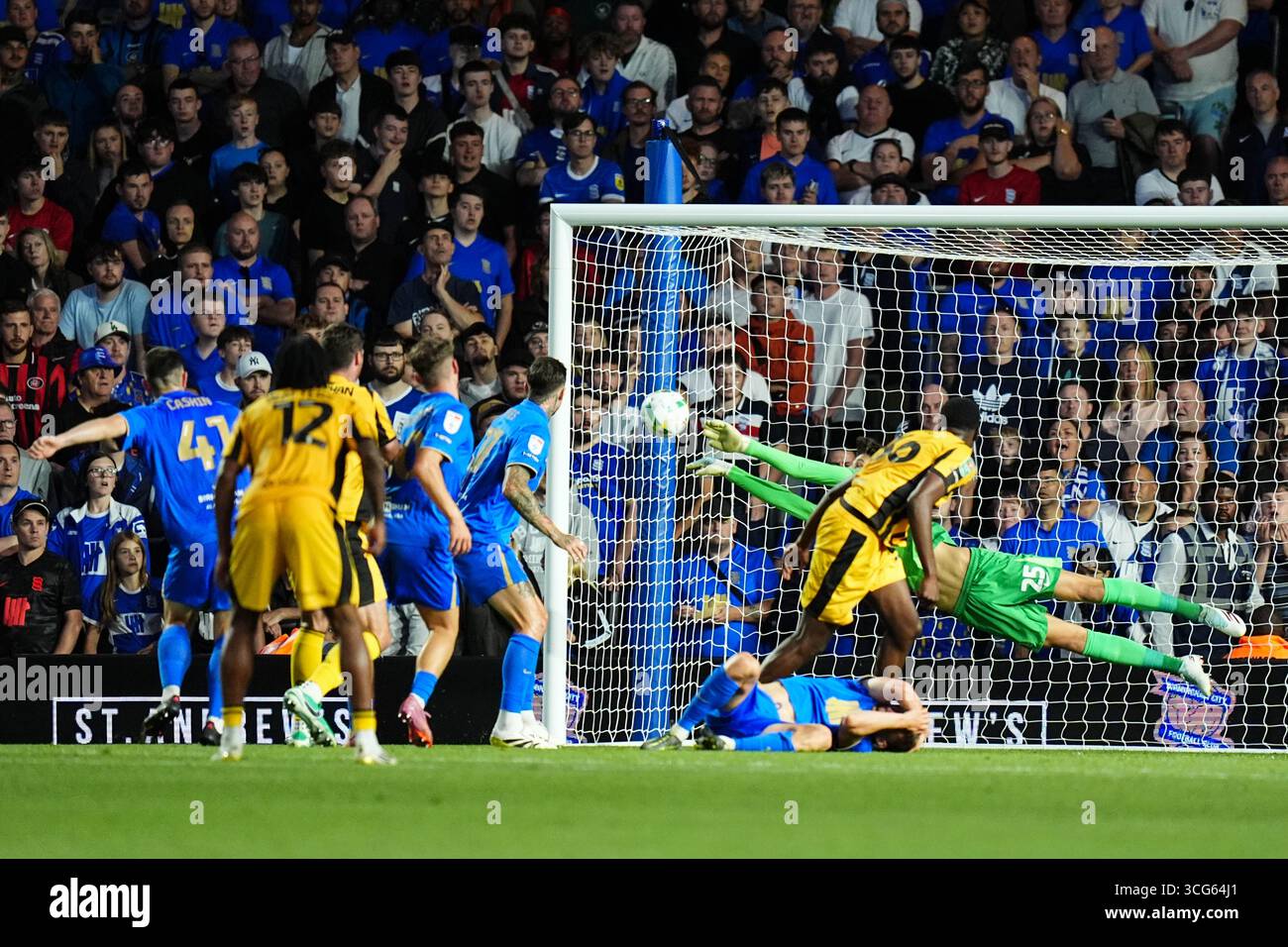 Birmingham City goalkeeper James Beadle saves a header from Port Vale's ...