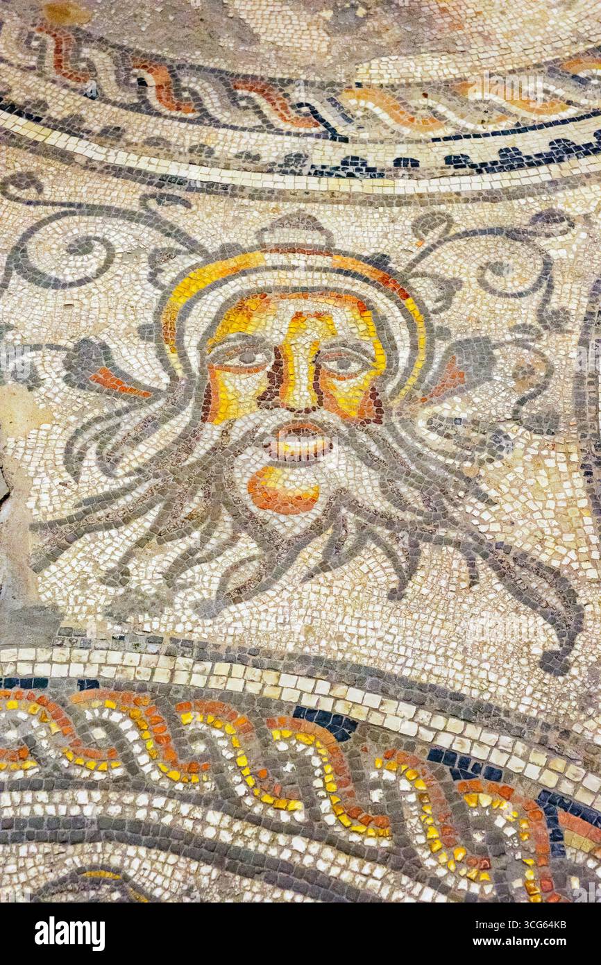 Cirencester, Cotswolds, England, U.K. Corinium Museum, Head of Oceanus ...