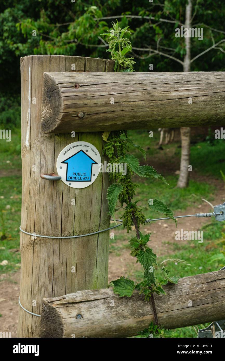 Cotswolds, England, U.K. Public Bridleway Marker near Duntisbourne ...