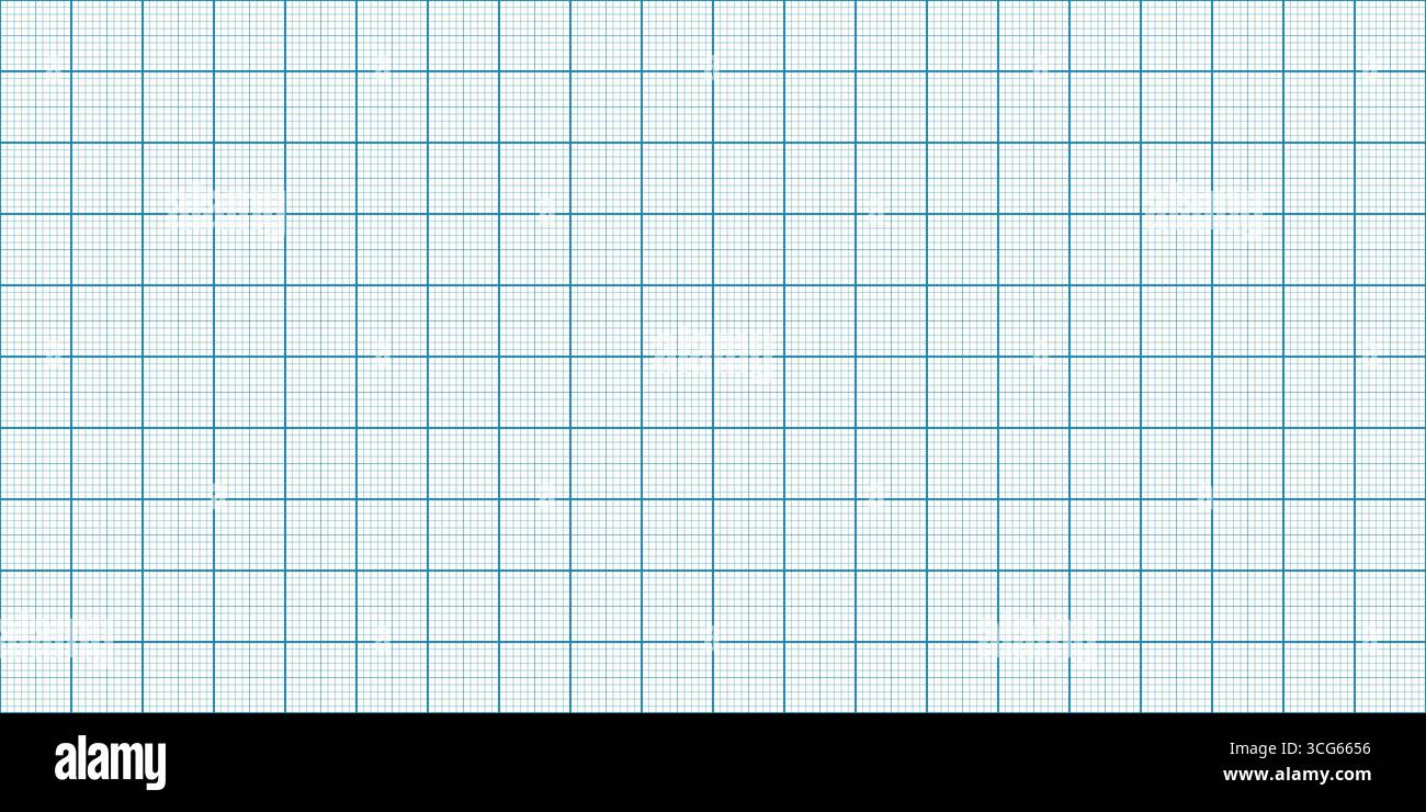 Millimeter graph paper sheet with blue grid lines on white background ...
