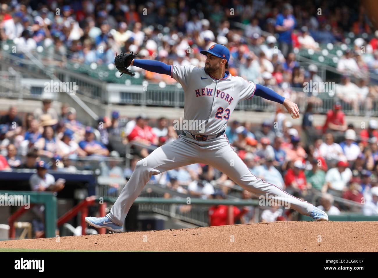 New York Mets pitcher David Peterson throws during the first inning of ...