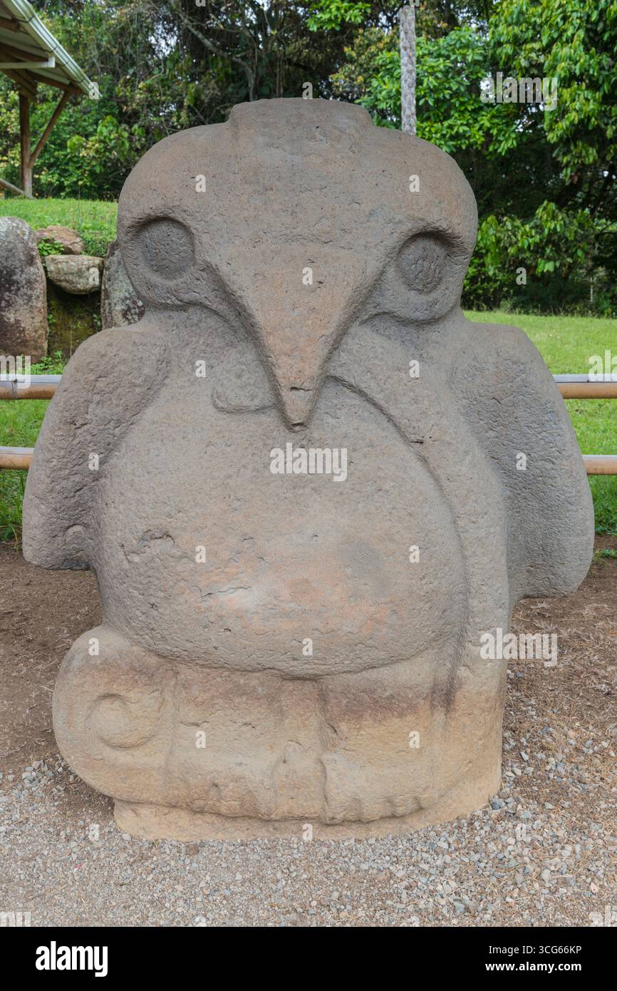 A stone statue from San Agustin culture along the trail through the ...