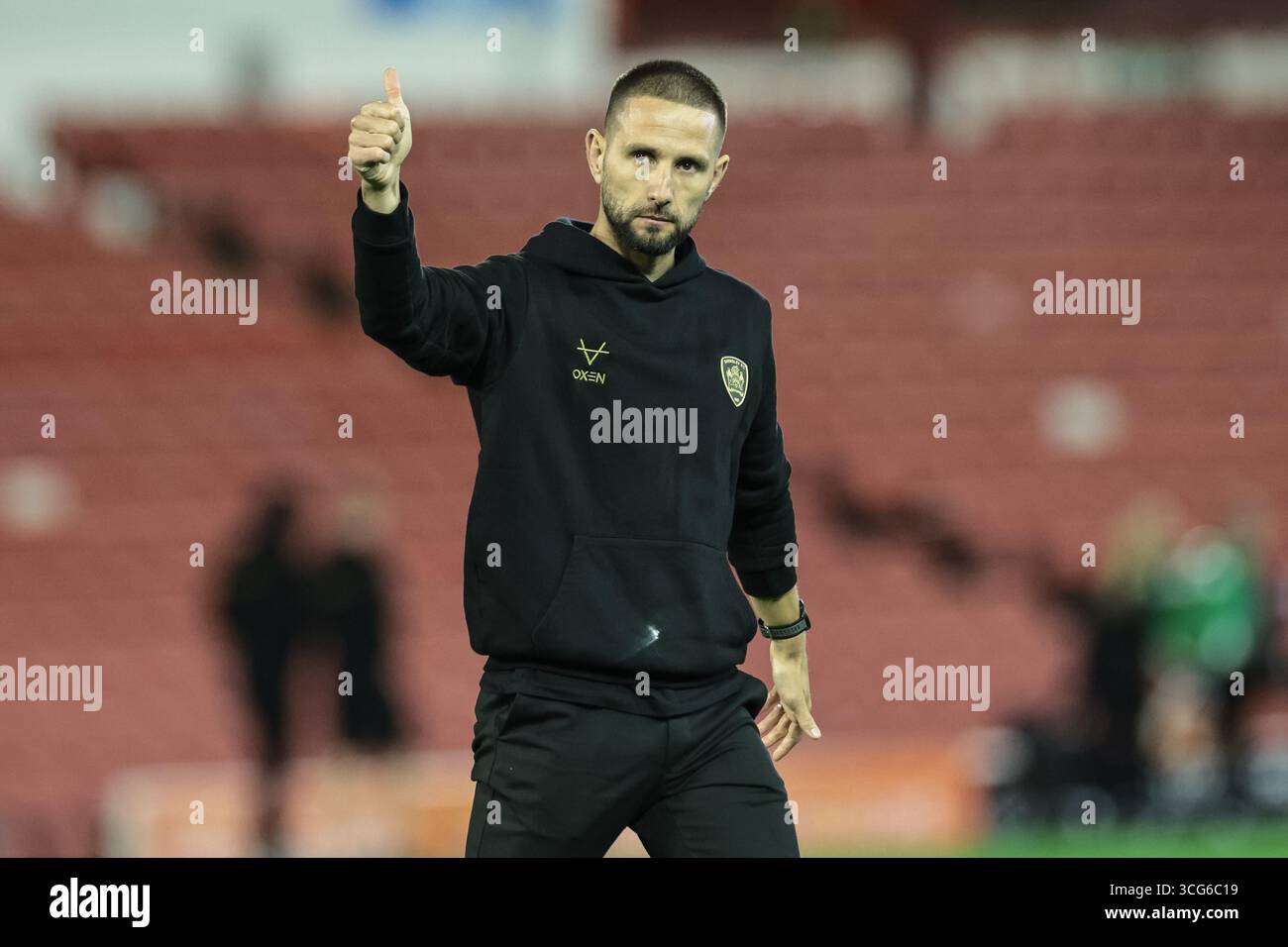 Conor Hourihane manager of Barnsley gives fans the thumbs up during the ...