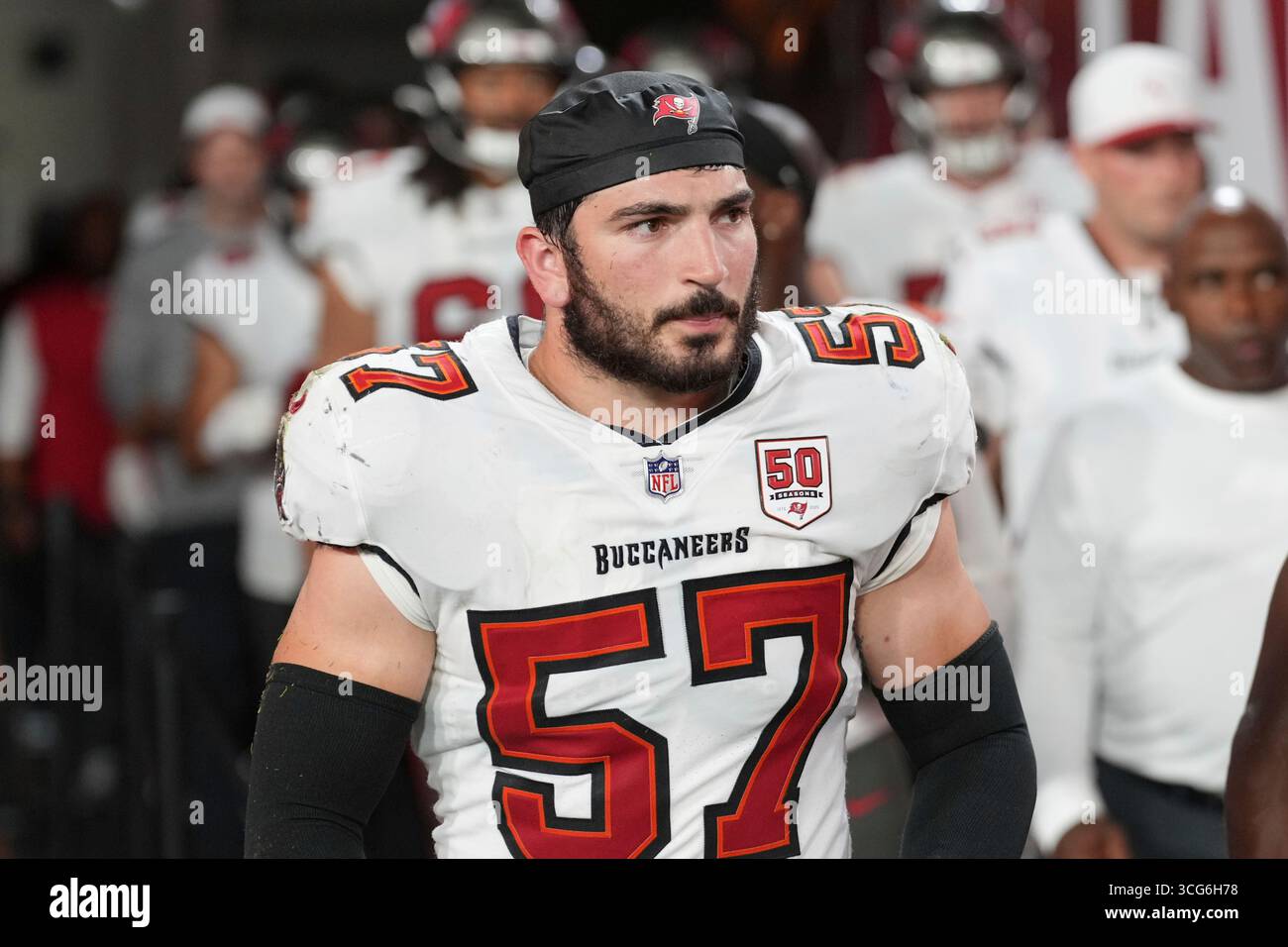 Tampa Bay Buccaneers linebacker John Bullock (57) takes the field after ...