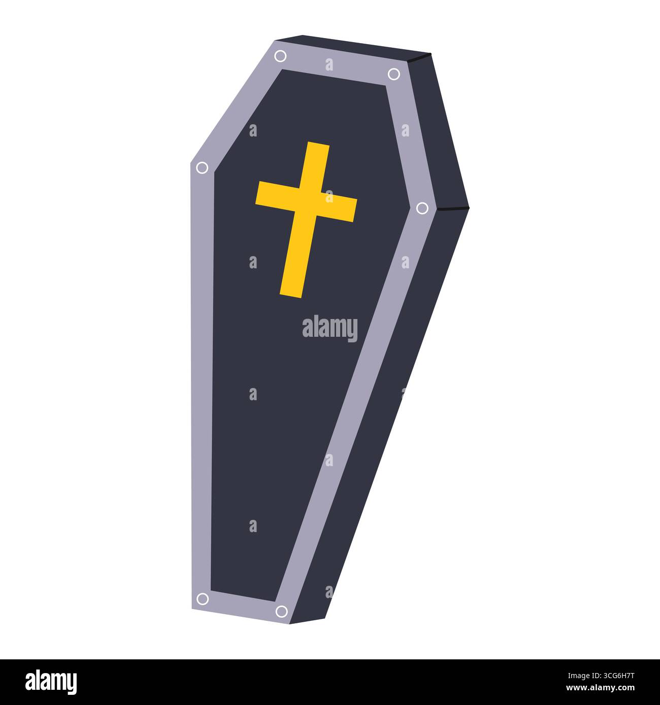 Hand-drawn coffin. Halloween design. Isolated white background. Flat ...
